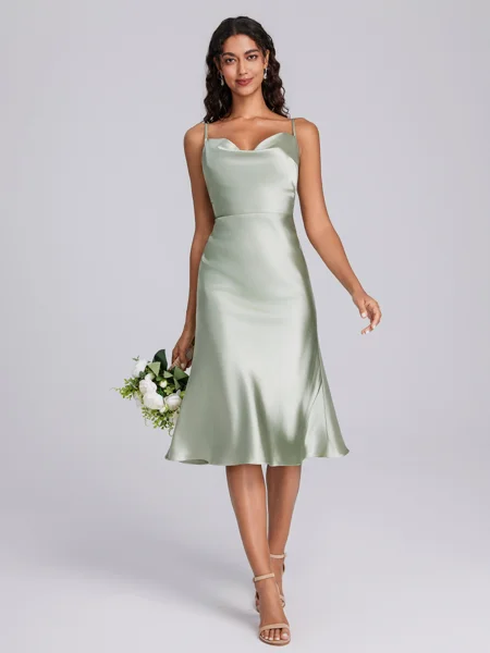 Sheath Spaghetti Sash/Bånd/Belte Te-Lengde Silkeeaktig Sateng ...